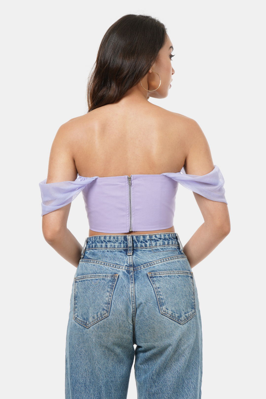 IRIS CORSET TOP MESH SLEEVE LAVENDER – bout-to-wear