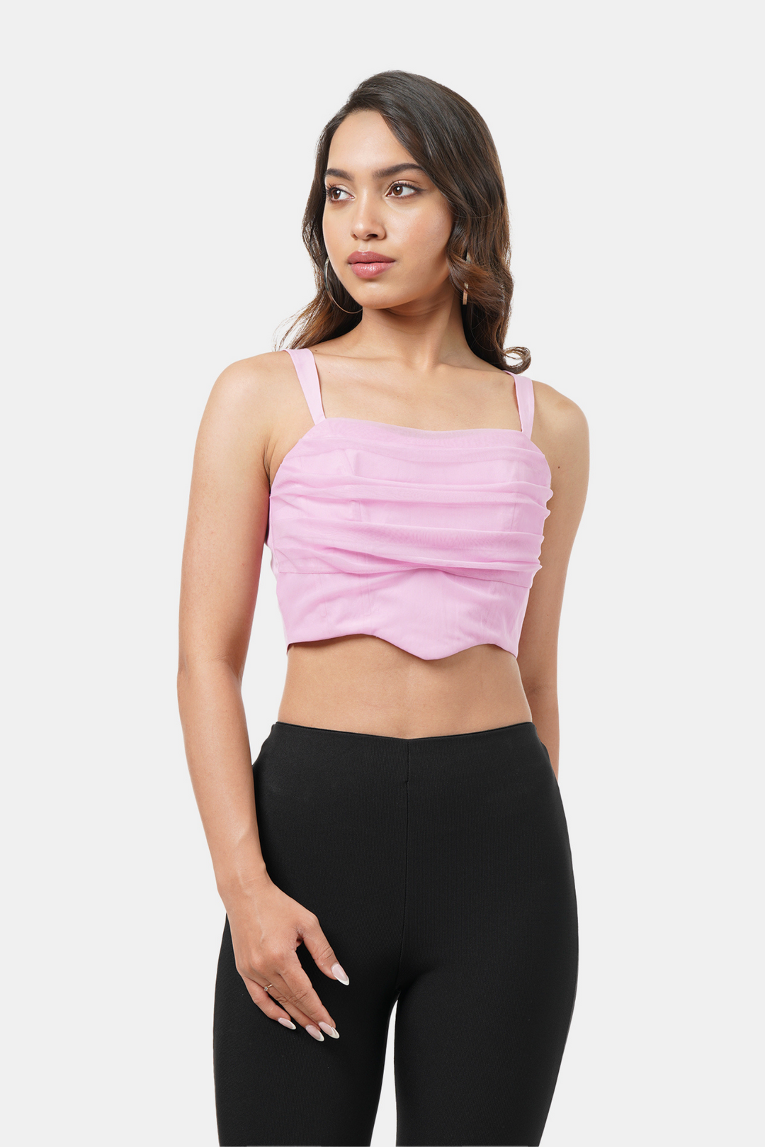LOREN CORSET TOP RUCHED MESH PINK – bout-to-wear