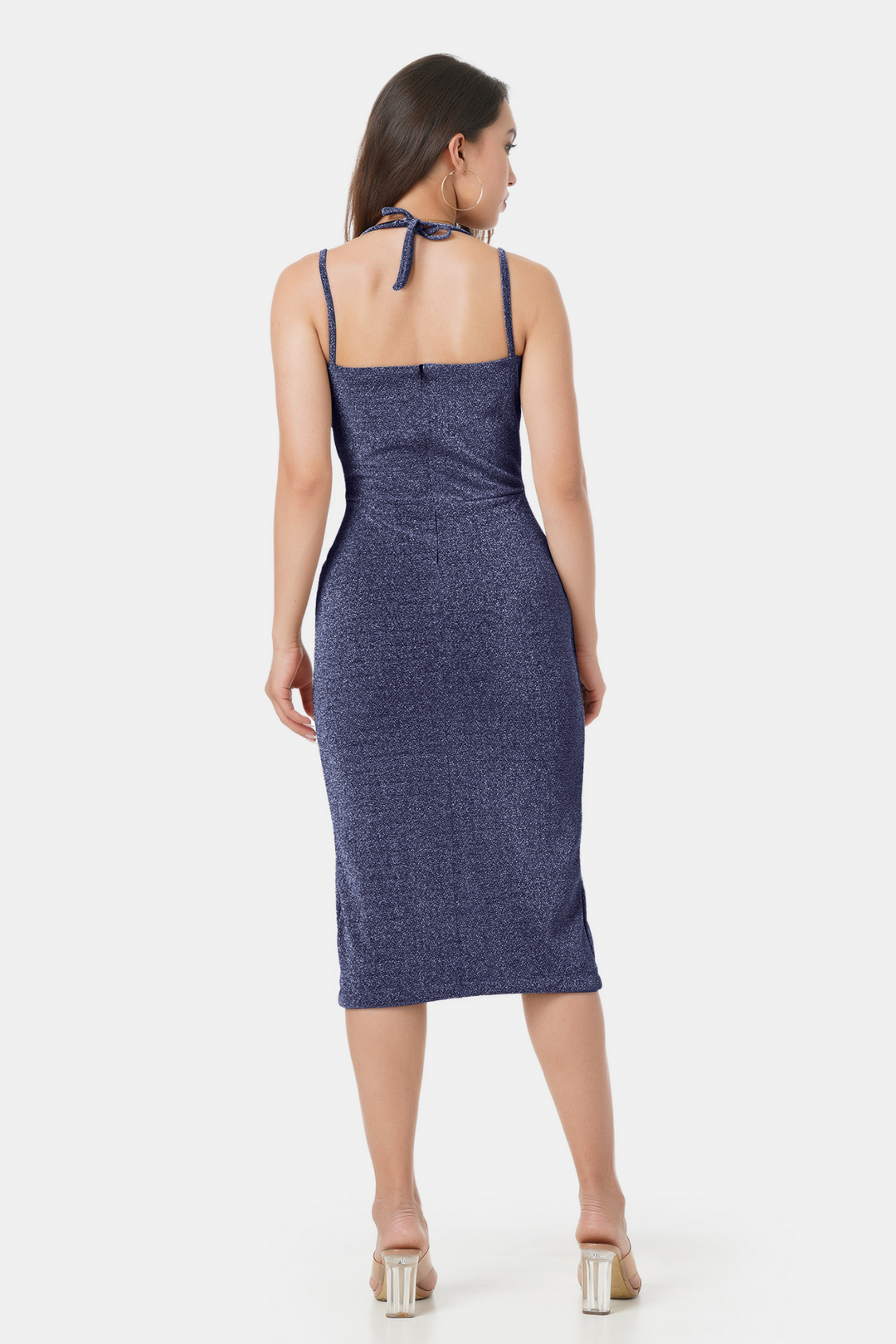 ATHENA SHIMMER THIGH HIGH SLIT DRESS BLUE – bout-to-wear